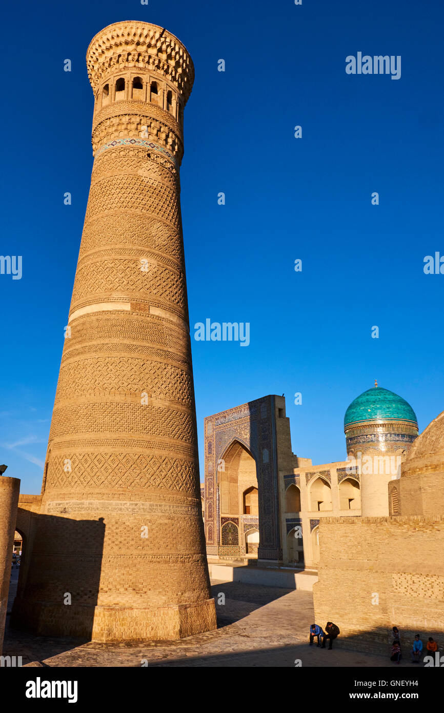 Uzbekistan, Bukhara, Unesco world heritage, Kalon mosque and minaret, Madrasah Mir I Arab Stock ...