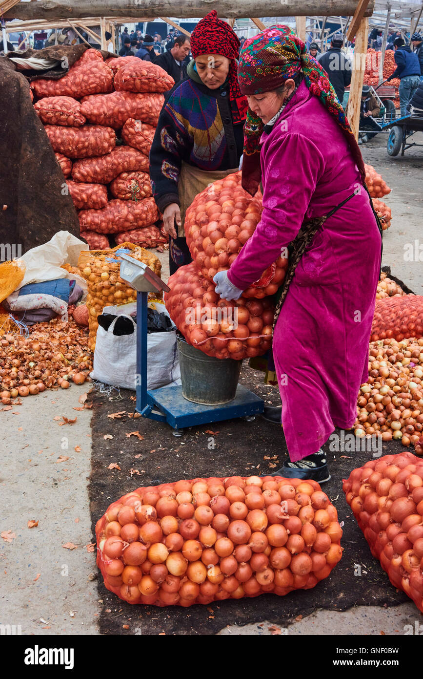 Uzbekistan, Fergana region, Marguilan, bazaar, food market Stock Photo ...