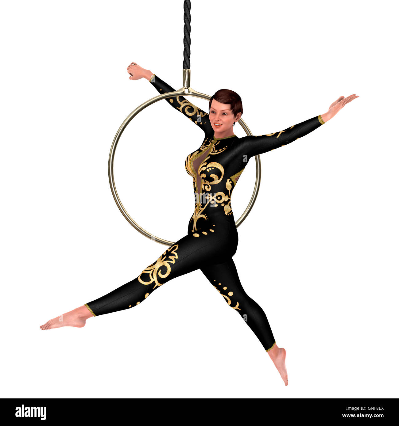3D rendering of a female circus performer isolated on white background ...