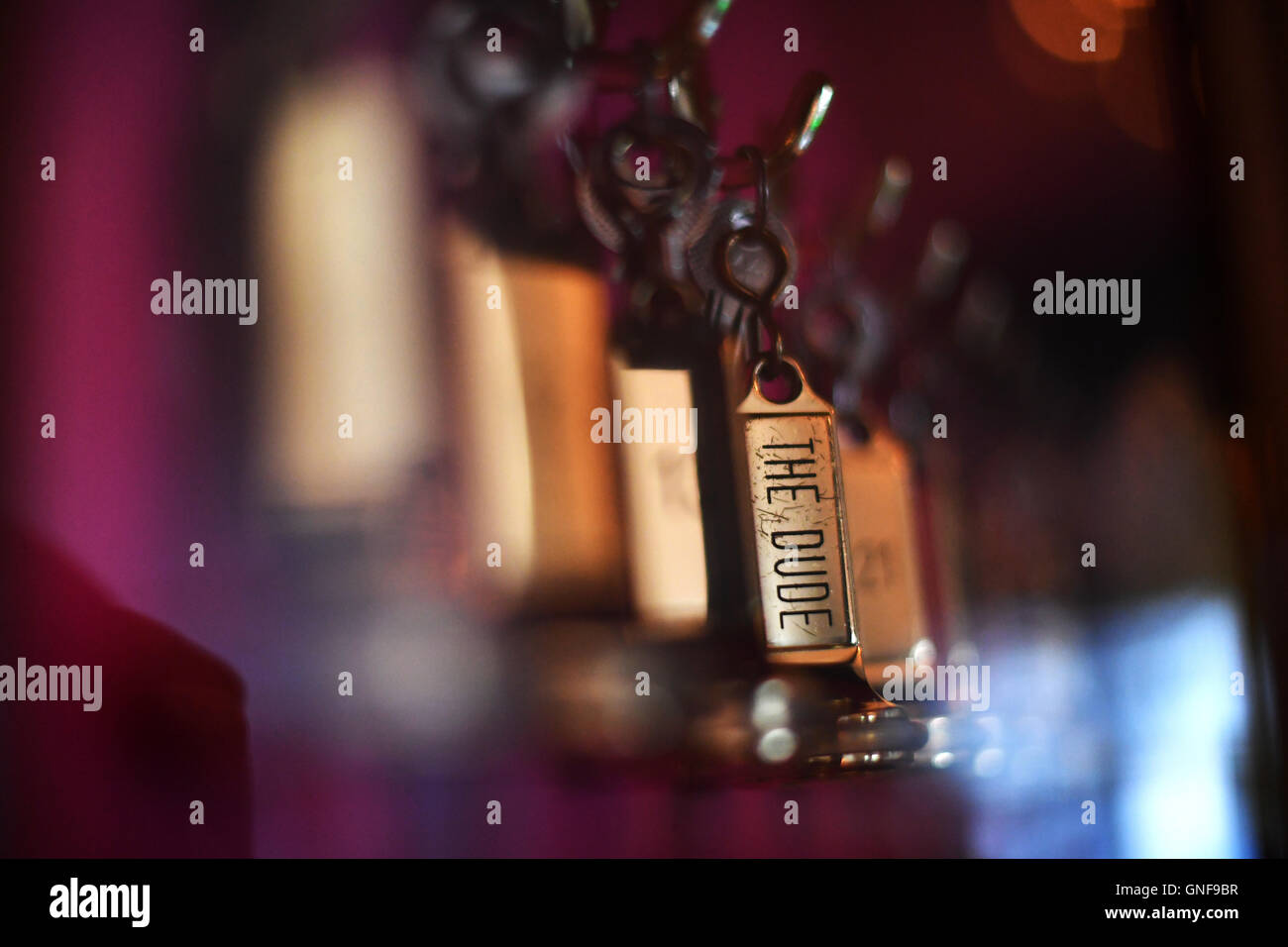 Room keys in a key box at the reception of the private boutique and ...