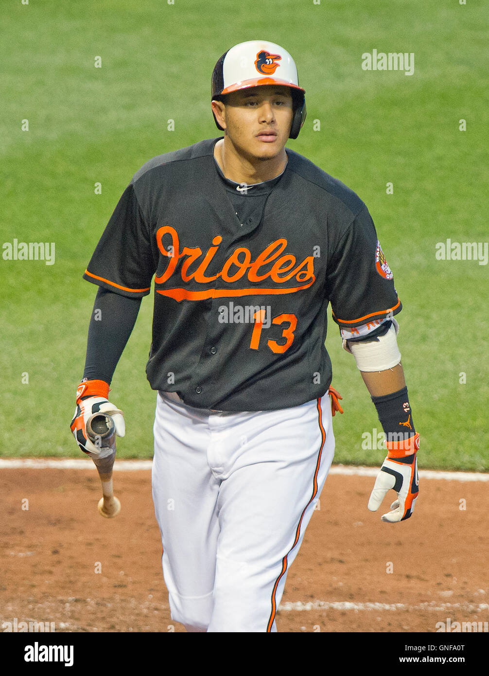 Baltimore, Us. 19th Aug, 2016. Baltimore Orioles third baseman Manny ...