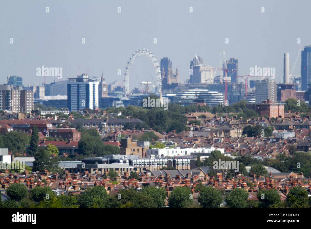 Wimbledon London, UK. 30th Aug, 2016. London skyline and famous ...