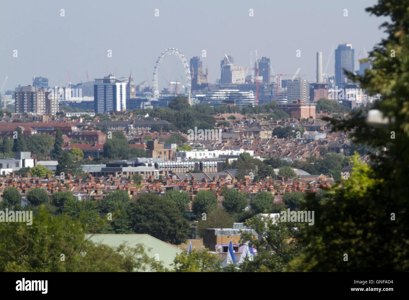 Wimbledon London, UK. 30th Aug, 2016. London skyline and famous ...