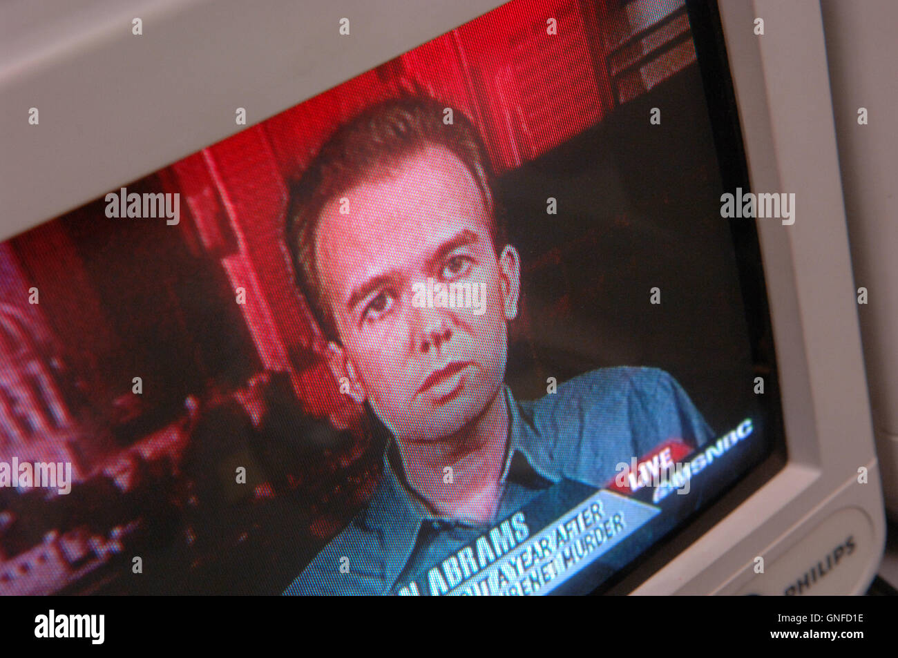 John Mark Karr on television at MSNBC studio in Atlanta on anniversary ...