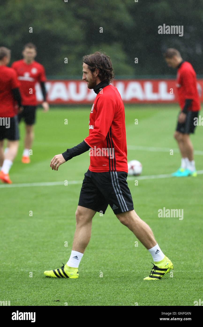 The Wales Football Squad, train ahead of their World cup qualifying ...