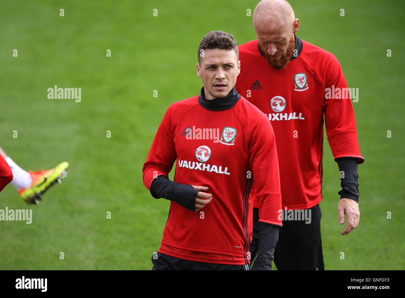 The Wales Football Squad, train ahead of their World cup qualifying ...