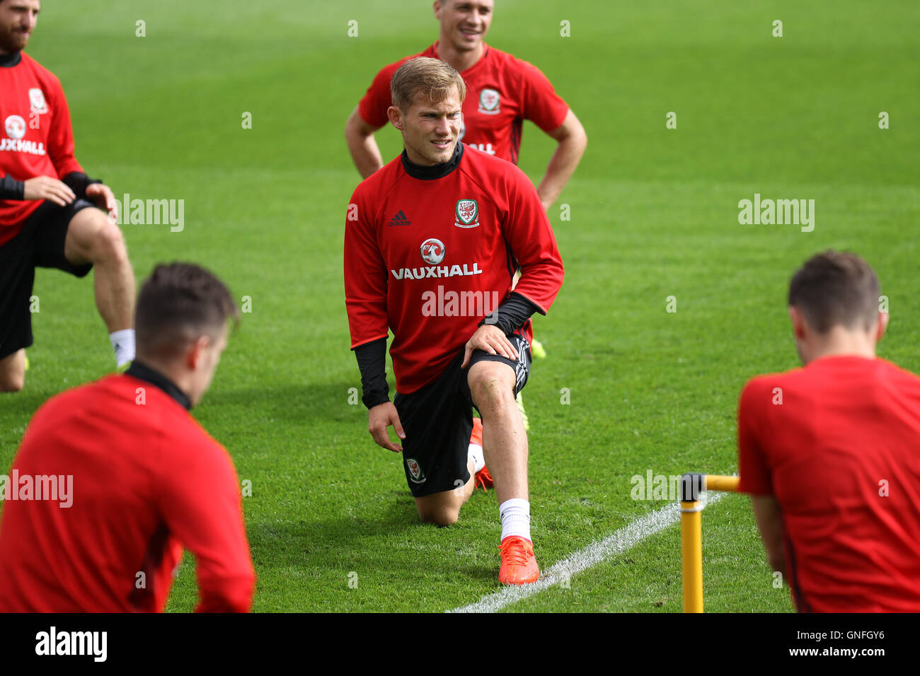 The Wales Football Squad, train ahead of their World cup qualifying ...