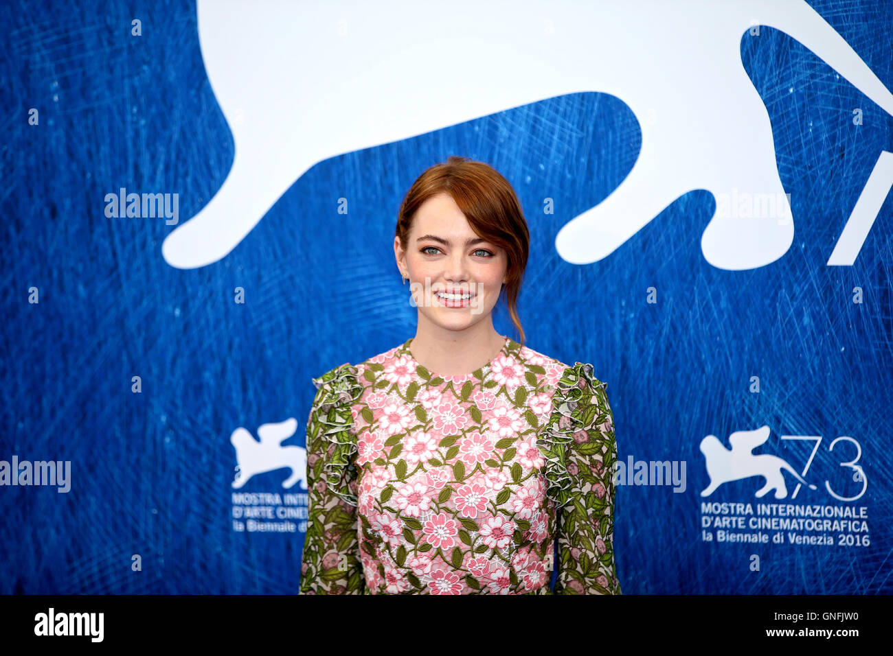 Venice, Italy. 31st Aug, 2016. Actress Emma Stone poses during a ...