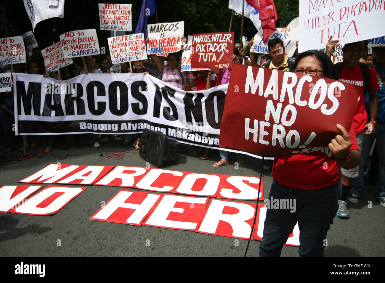Manila, Philippines. 31st Aug, 2016. Anti-Marcos groups hold protests ...