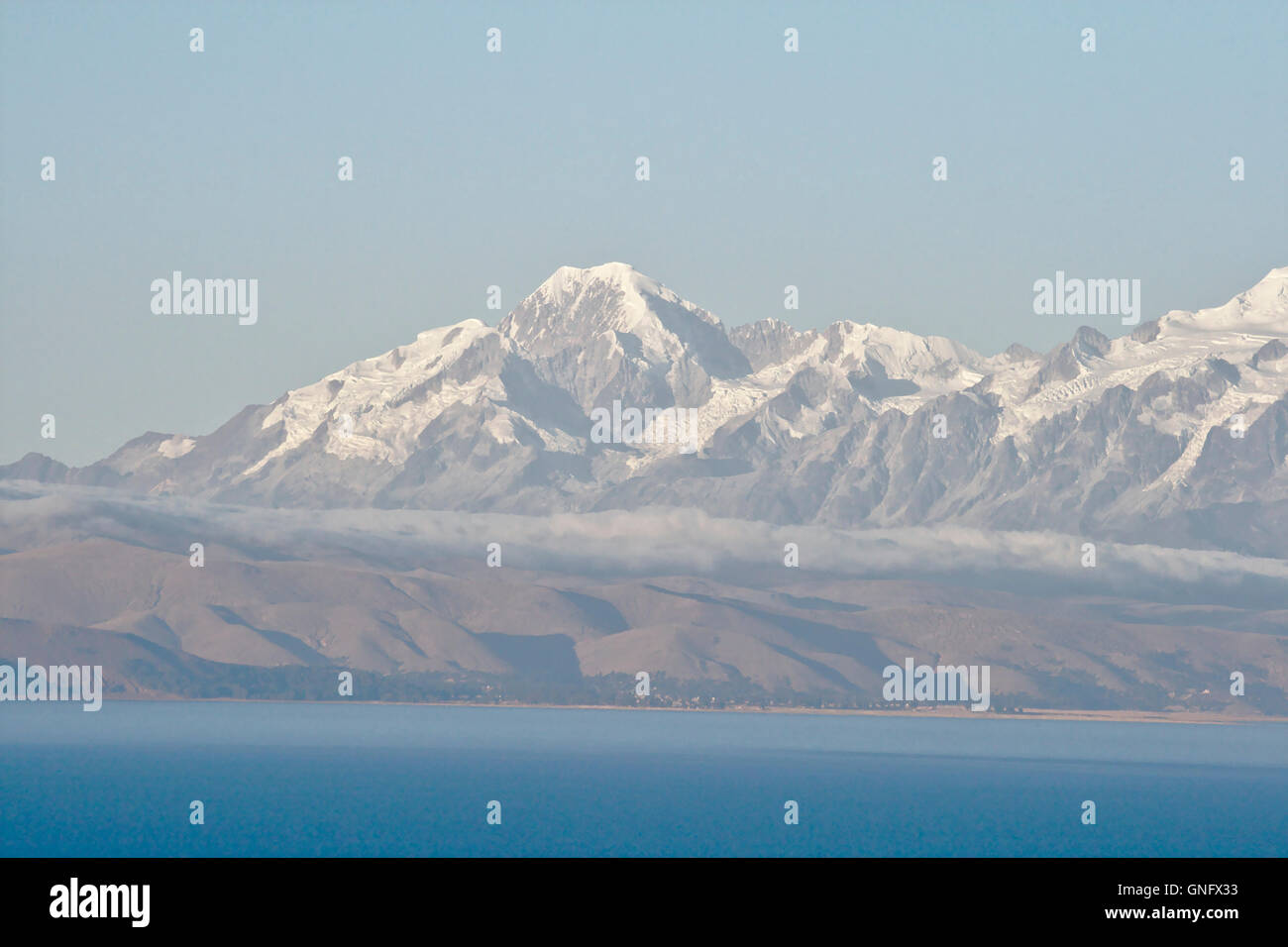 Titicaca Lake with Illampu, Cordillera Real, Bolivia Stock Photo - Alamy