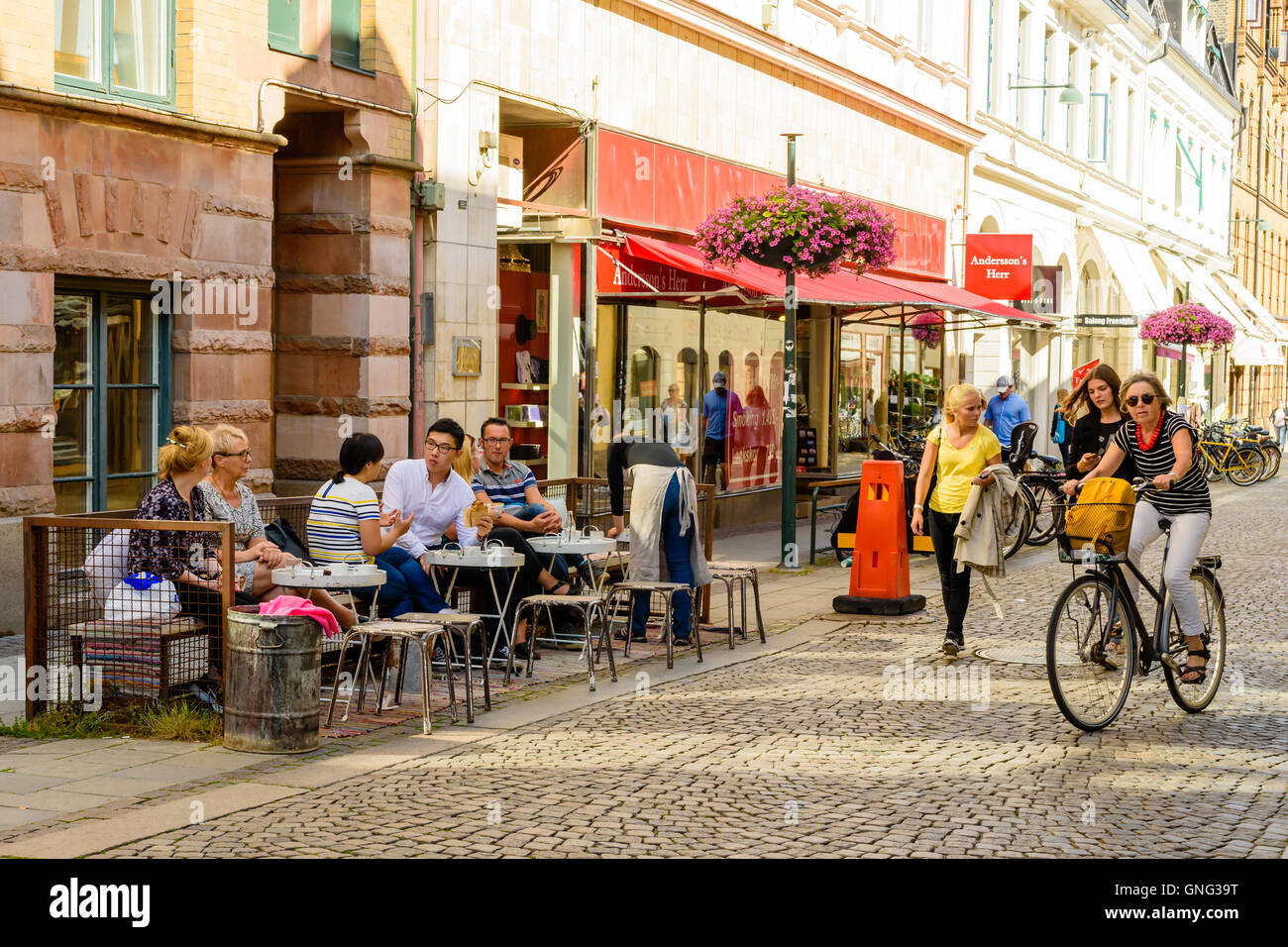 Lund, Sweden - August 24, 2016: People enjoying the day at an outdoor ...
