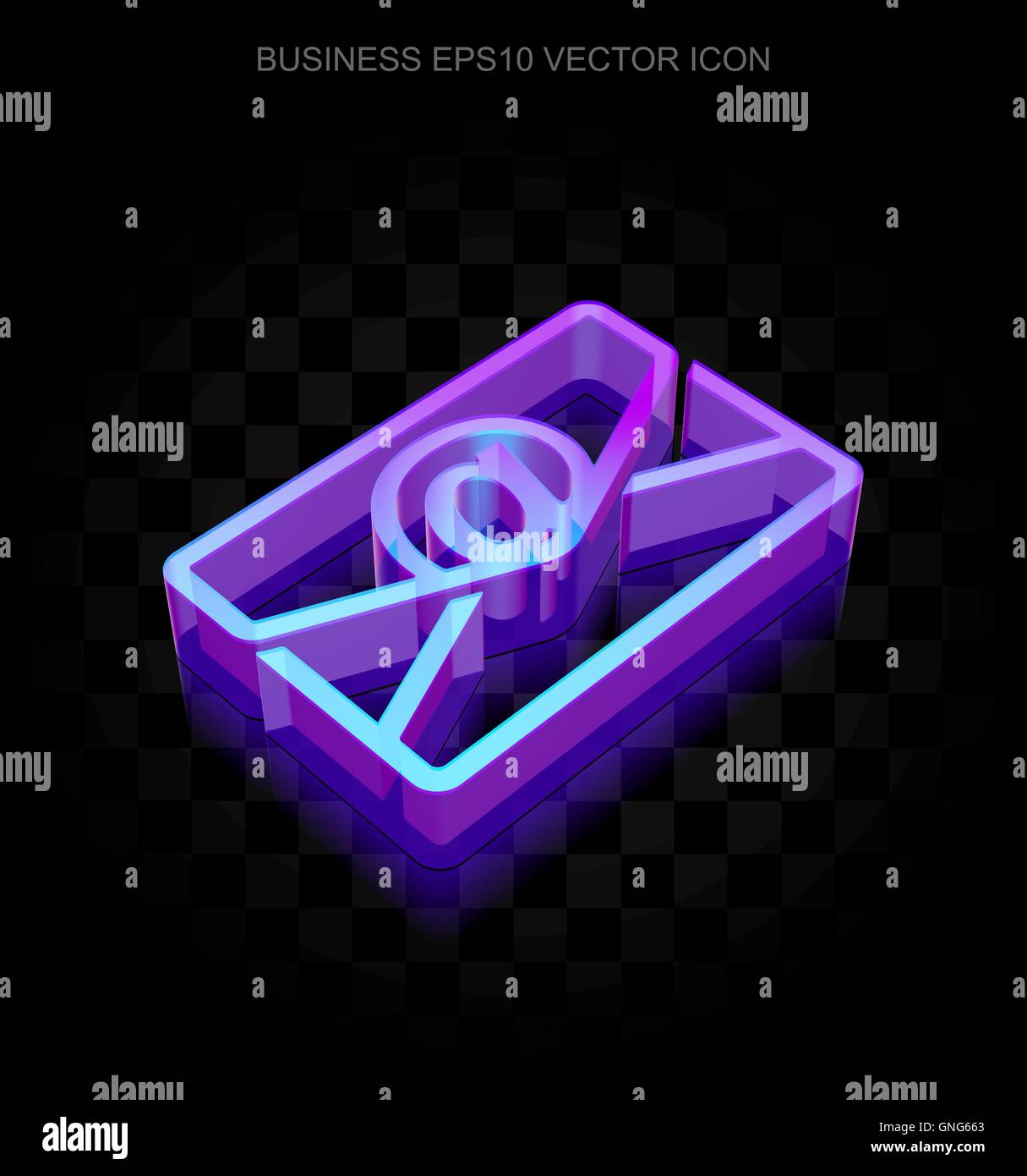 Business icon: 3d neon glowing Email made of glass, EPS 10 vector Stock ...