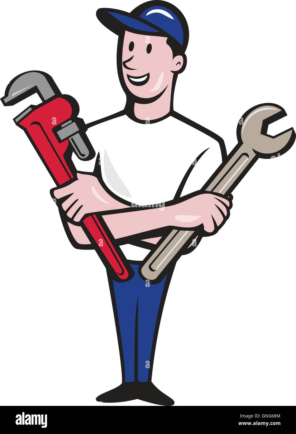 Handyman Spanner Monkey Wrench Cartoon Stock Vector Image & Art - Alamy