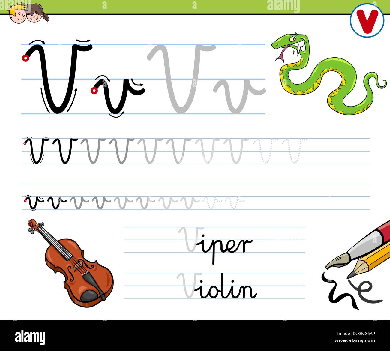 how to write letter v Stock Vector Image & Art - Alamy