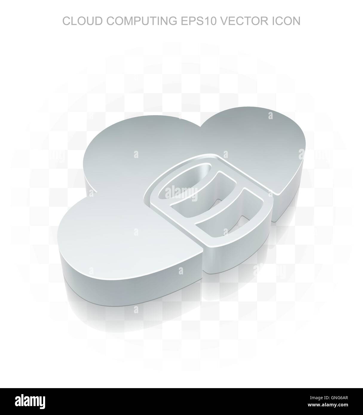 Cloud technology icon: Flat metallic 3d Database With Cloud ...