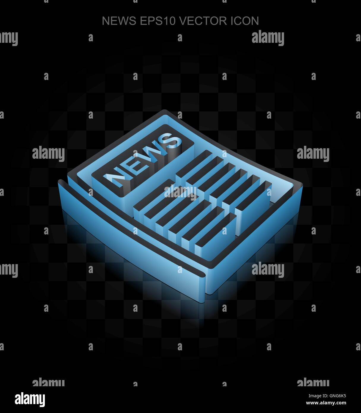 News icon: Blue 3d Newspaper made of paper, transparent shadow, EPS 10 ...