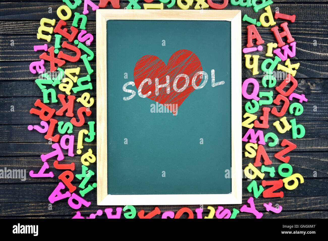 Love School text on school board and magnetic letters Stock Photo - Alamy