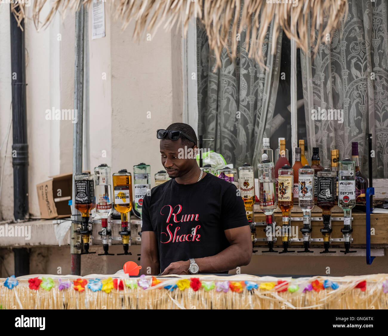 Rum Shack Man at a stall in Notting Hill at the Carnival selling rum ...