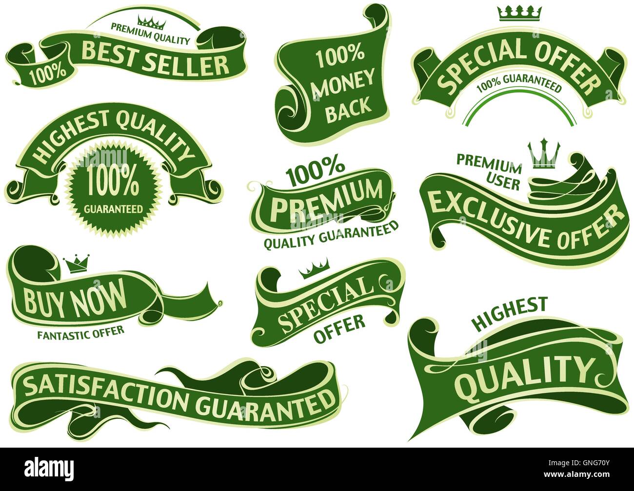 Green Banner Ribbon Set Stock Vector Image & Art - Alamy