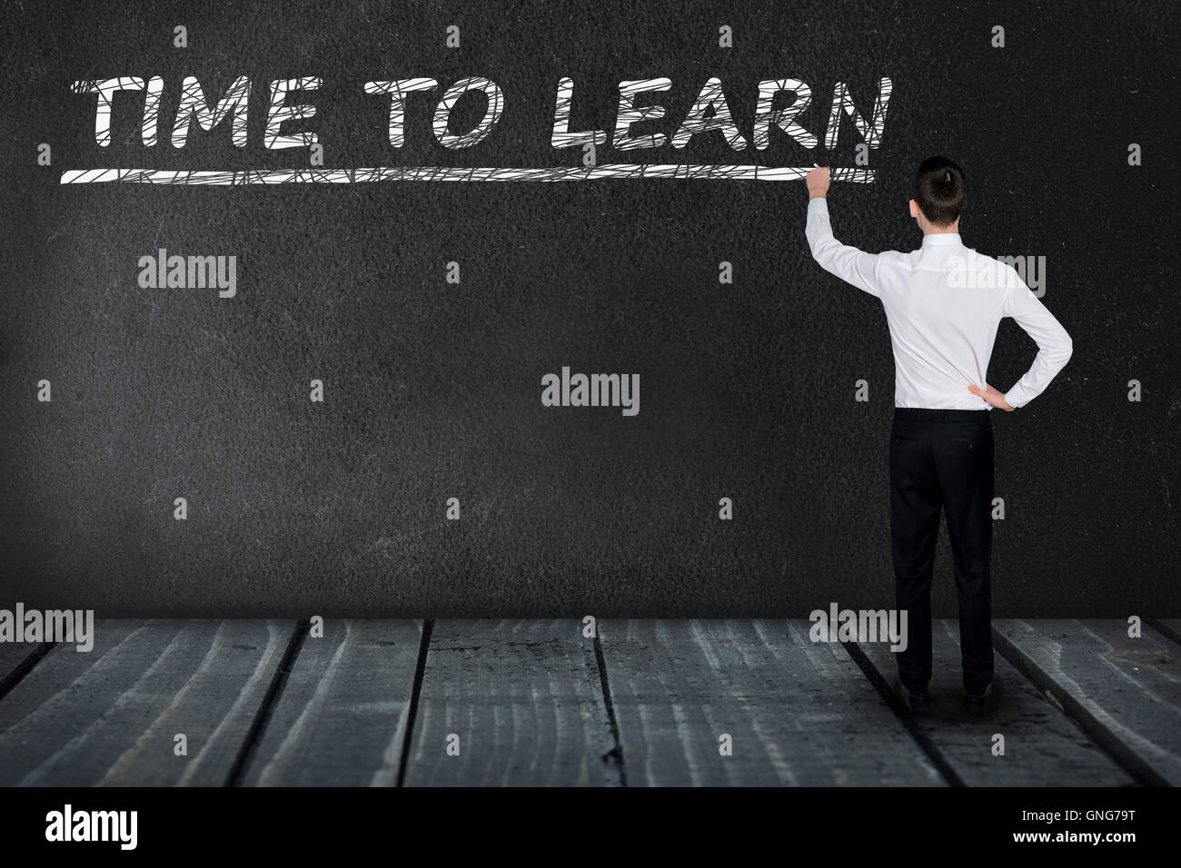 Time to learn text write on black board Stock Photo - Alamy