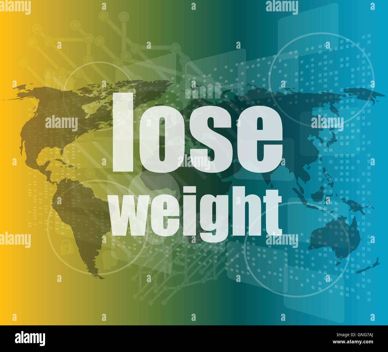 social concept: lose weight words on digital screen, 3d vector ...