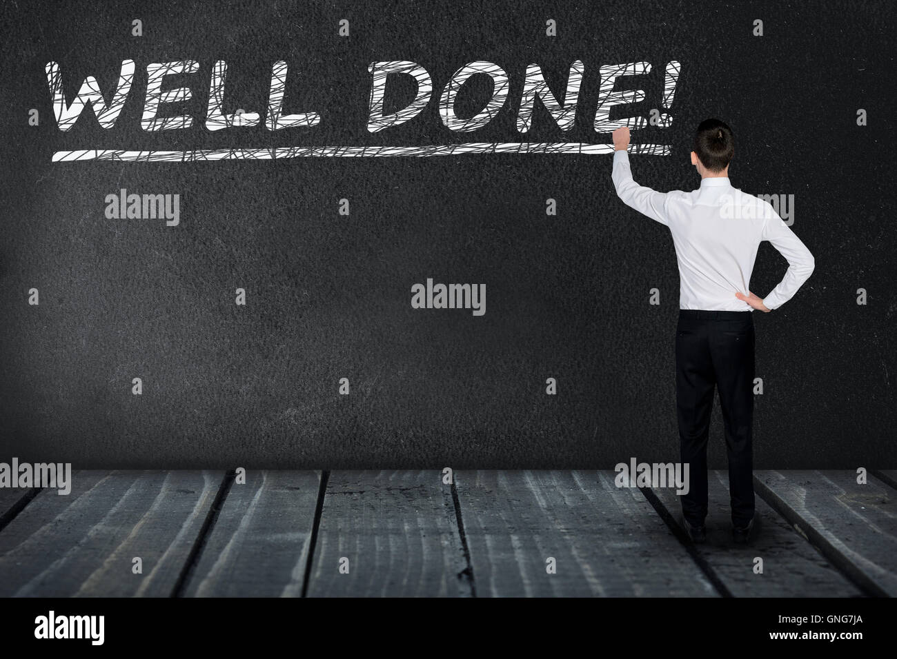 Well Done text write on black board Stock Photo - Alamy