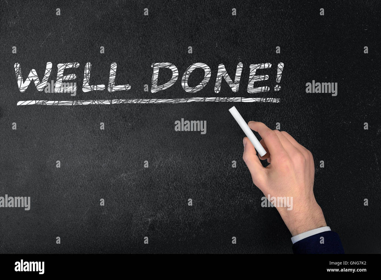 Well Done text write on black board Stock Photo - Alamy