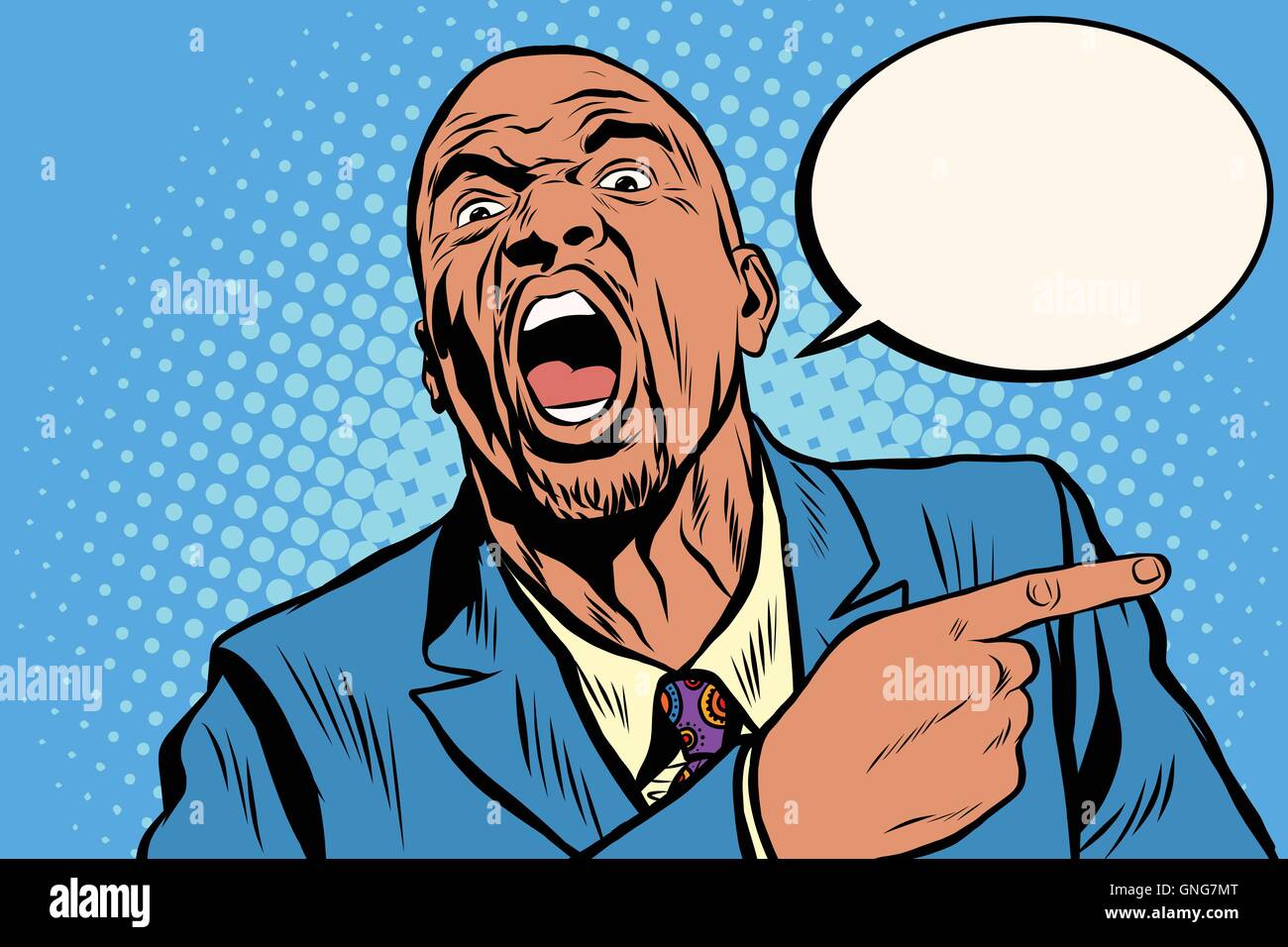 Emotional strong black man pointing finger Stock Vector Image & Art - Alamy