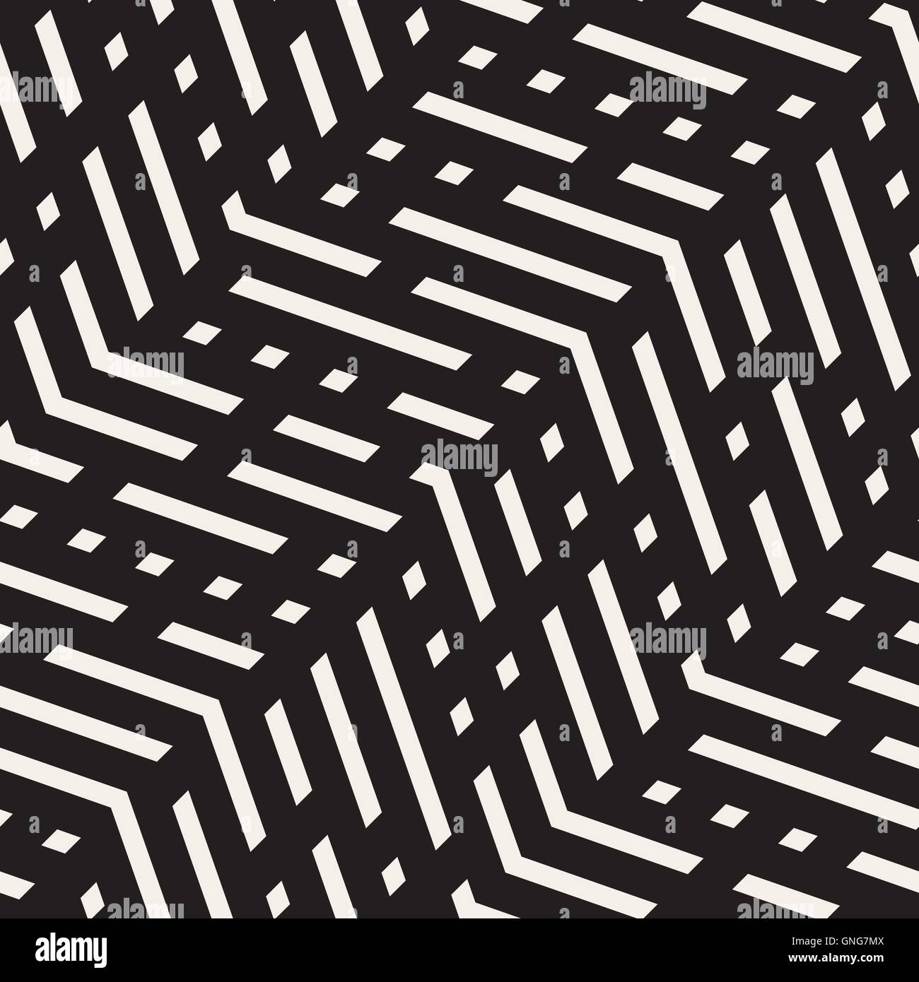 Vector Seamless Black And White Jumble ZigZag Lines Pattern Stock ...