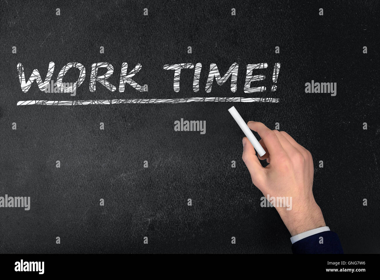 Work time text write on black board Stock Photo - Alamy