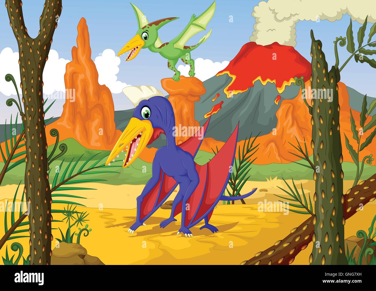 Happy pterodactyl cartoon hi-res stock photography and images - Alamy