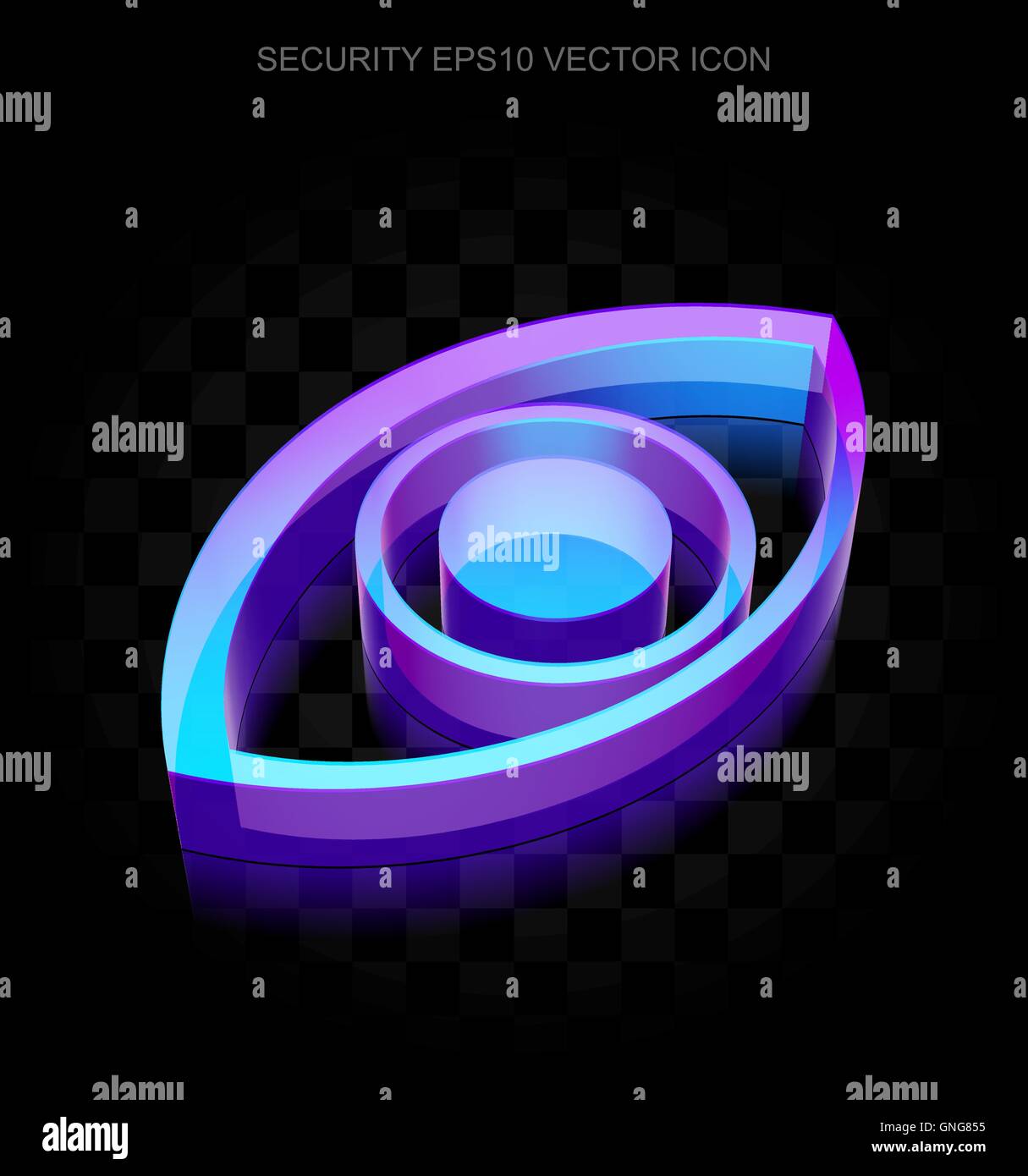 Privacy icon: 3d neon glowing Eye made of glass, EPS 10 vector Stock ...