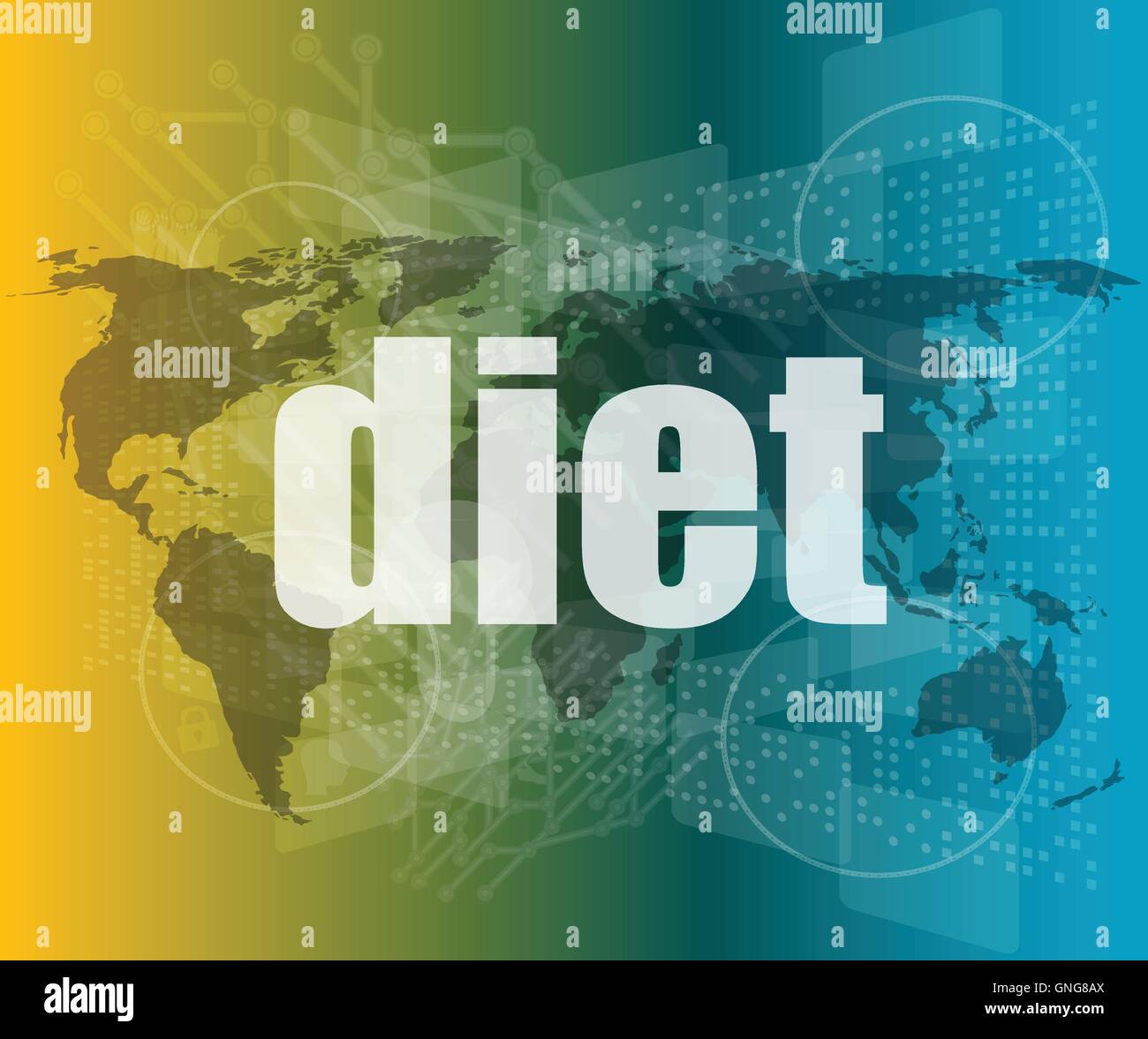 diet word on digital touch screen vector quotation marks with thin line ...