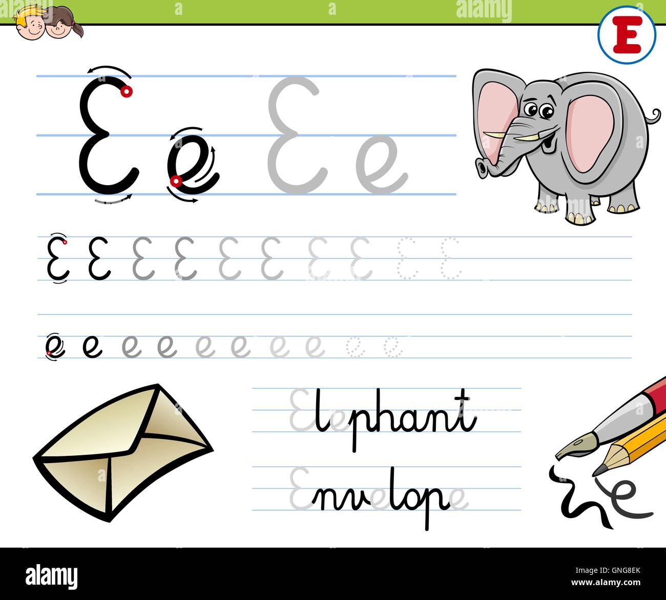 how to write letter e Stock Vector Image & Art - Alamy