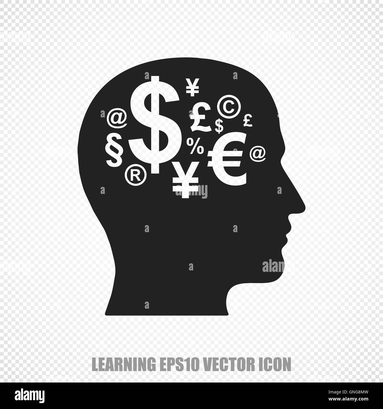 Education vector Head With Finance Symbol icon. Modern flat design ...