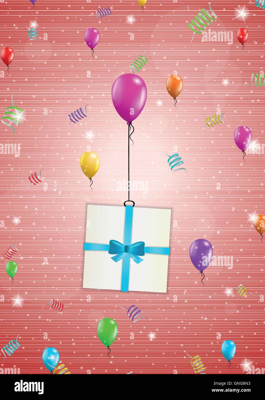 birthday card with balloons and gift Stock Vector Image & Art - Alamy