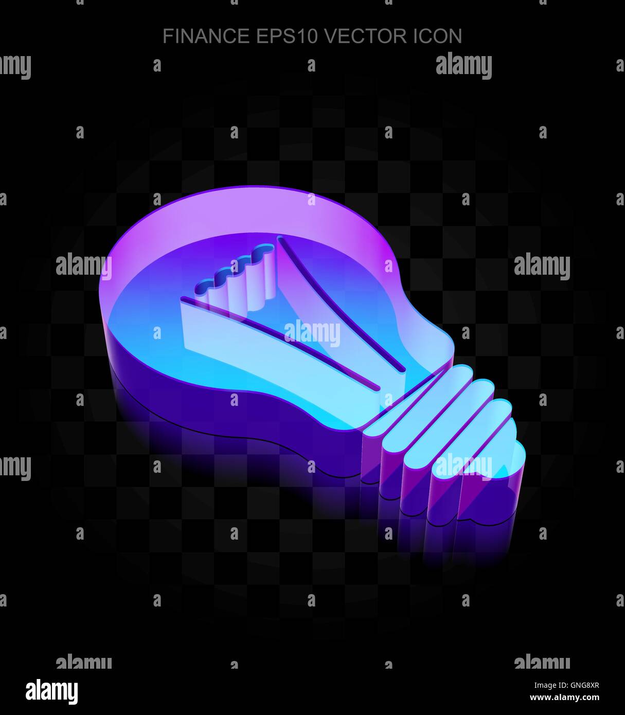 Business icon: 3d neon glowing Light Bulb made of glass, EPS 10 vector ...