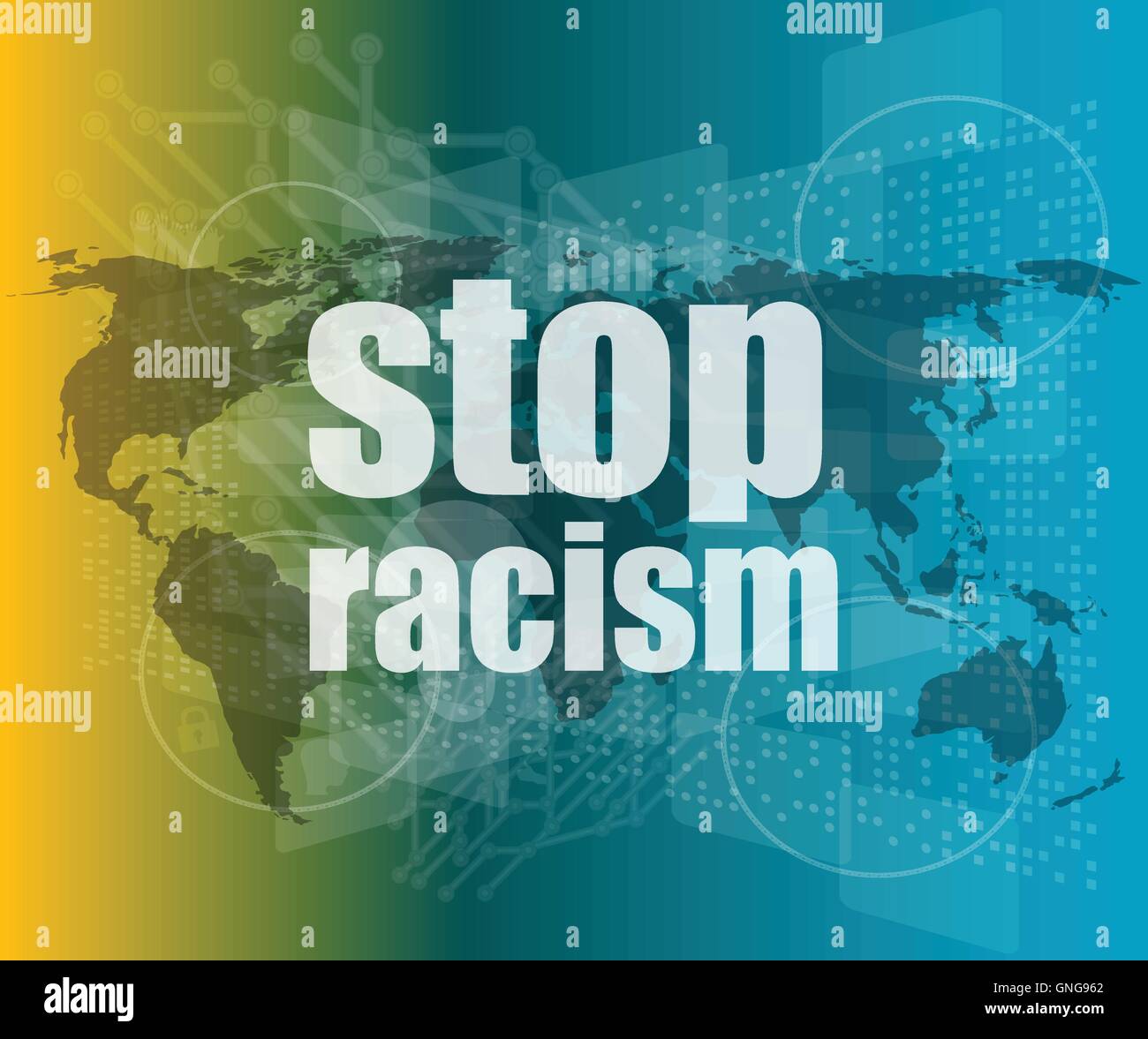 stop racism word on digital touch screen, social concept vector ...