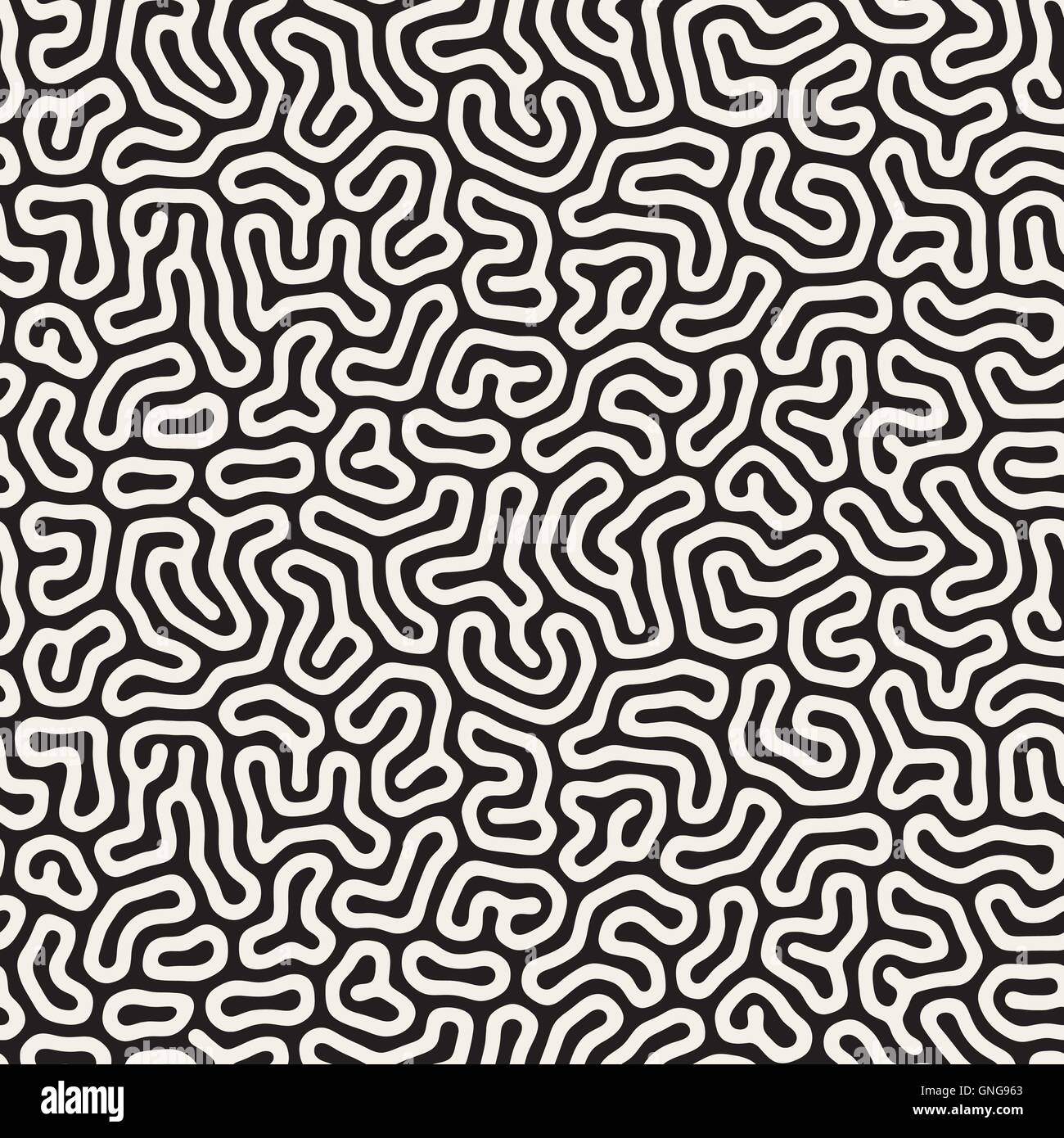 Vector Seamless Black And White Organic Outlined Shapes Jumble Pattern ...