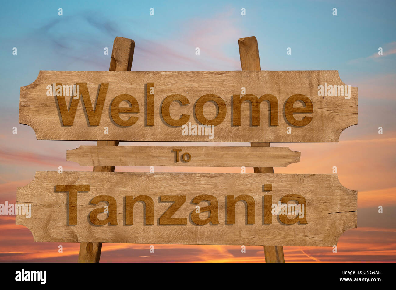 Welcome to Tanzania sing on wood background Stock Photo - Alamy