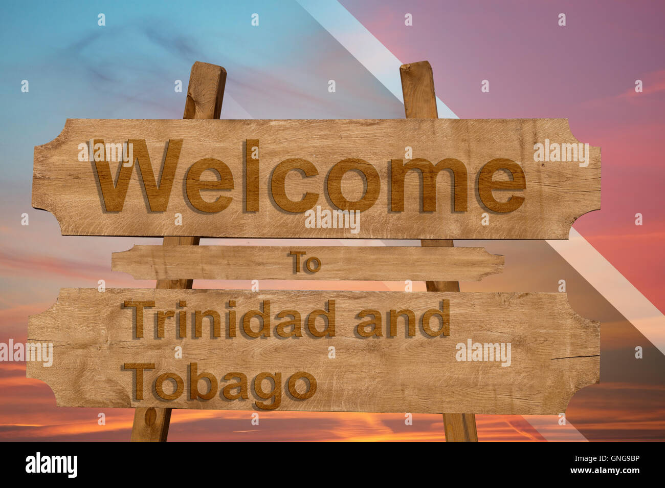 Welcome to Trinidad and Tobago sing on wood background with blending ...
