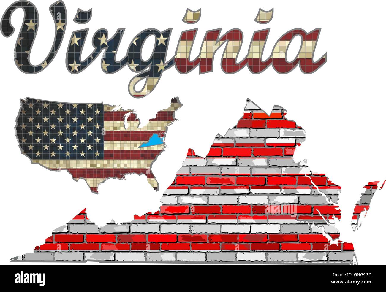 Virginia map us state Stock Vector Images - Alamy