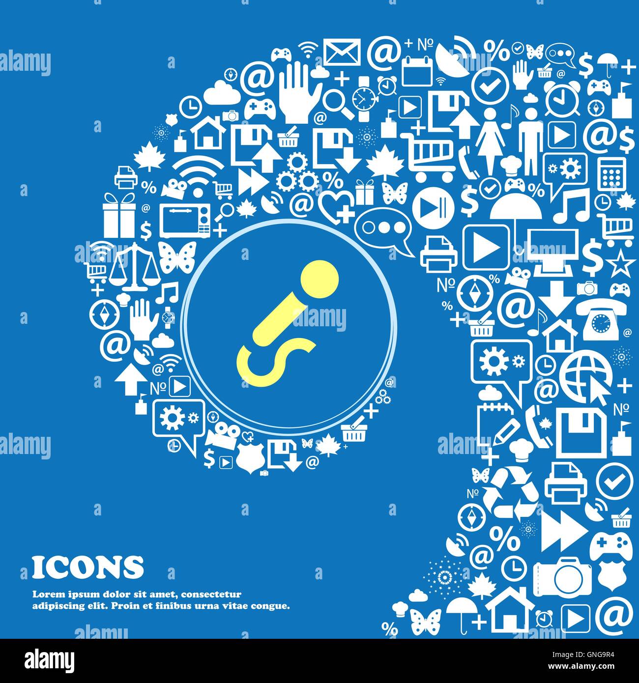 microphone sign symbol. Nice set of beautiful icons twisted spiral into ...