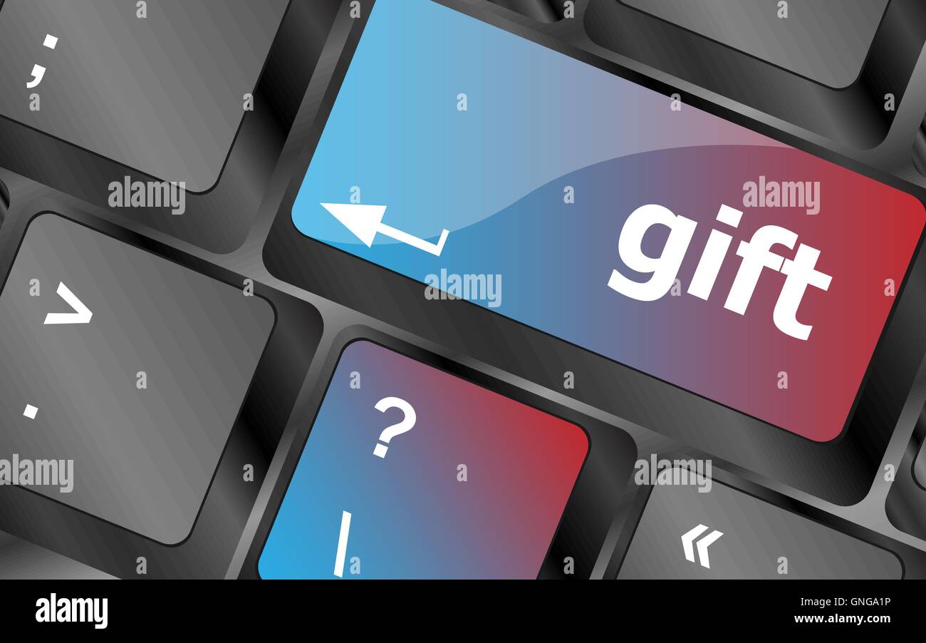 Computer keyboard with gift key - business background . keyboard keys ...