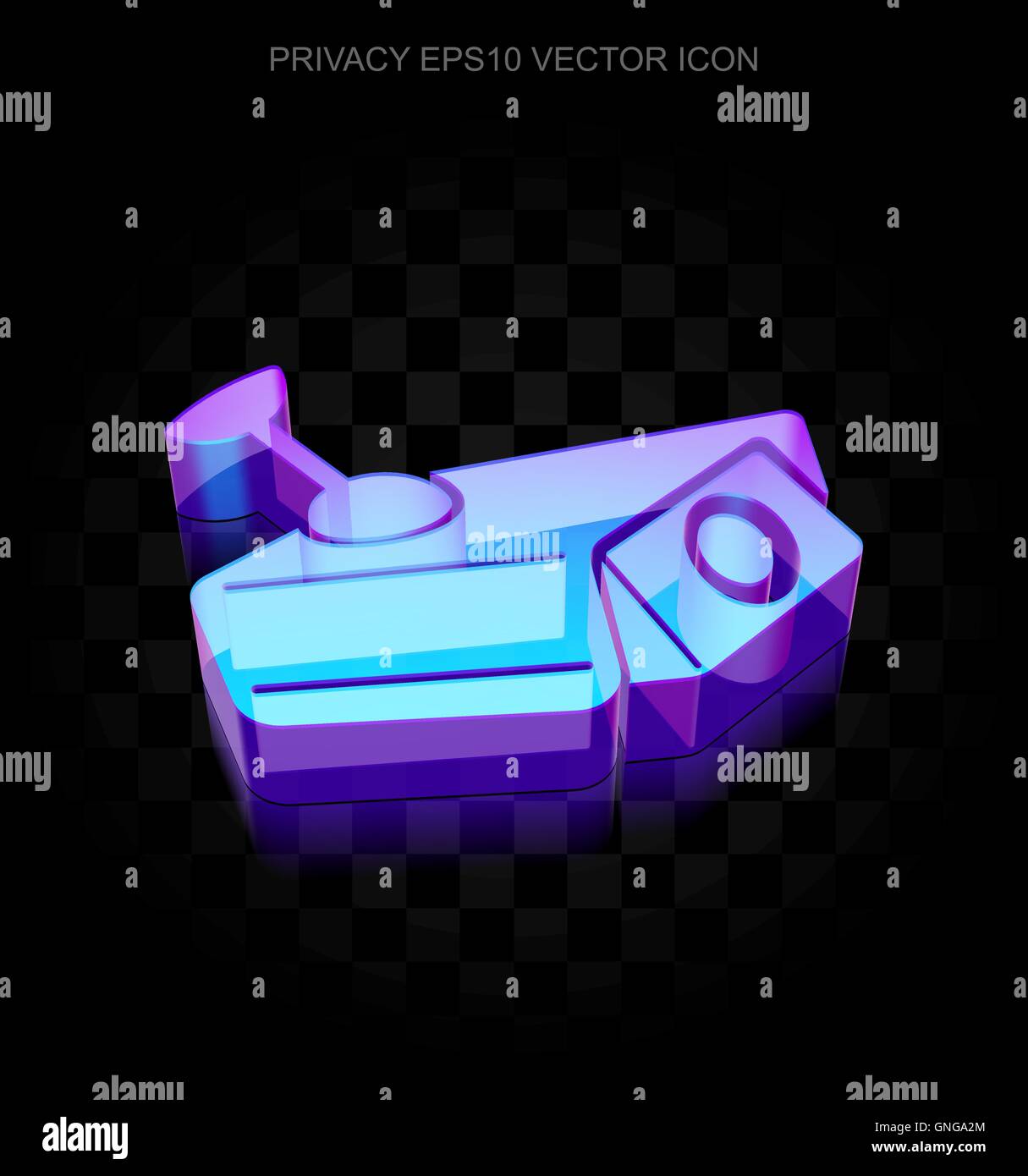 Privacy icon: 3d neon glowing Cctv Camera made of glass, EPS 10 vector ...