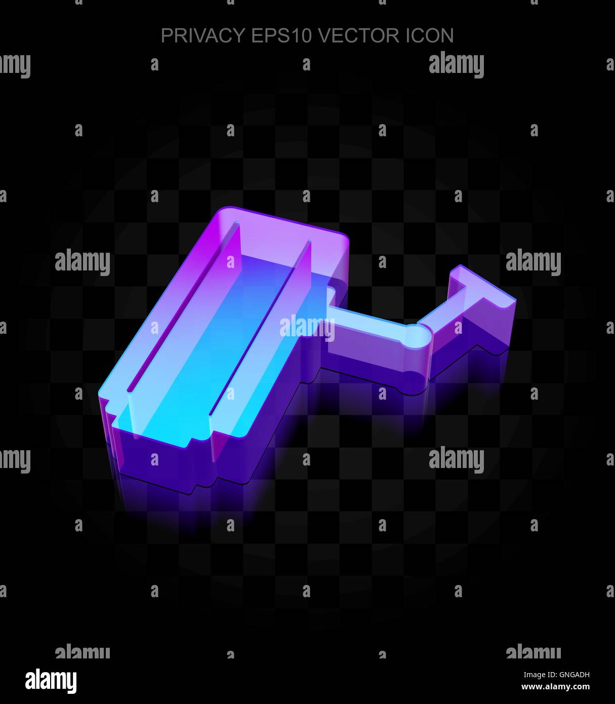 Privacy icon: 3d neon glowing Cctv Camera made of glass, EPS 10 vector ...