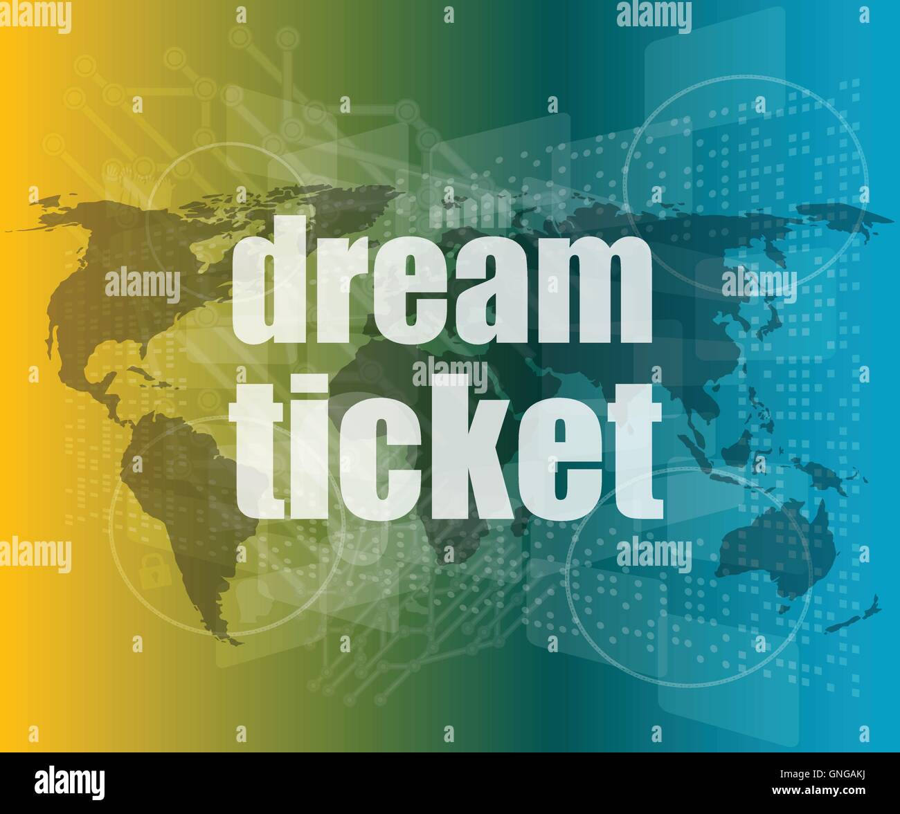 business concept: words dream ticket on digital screen vector quotation ...