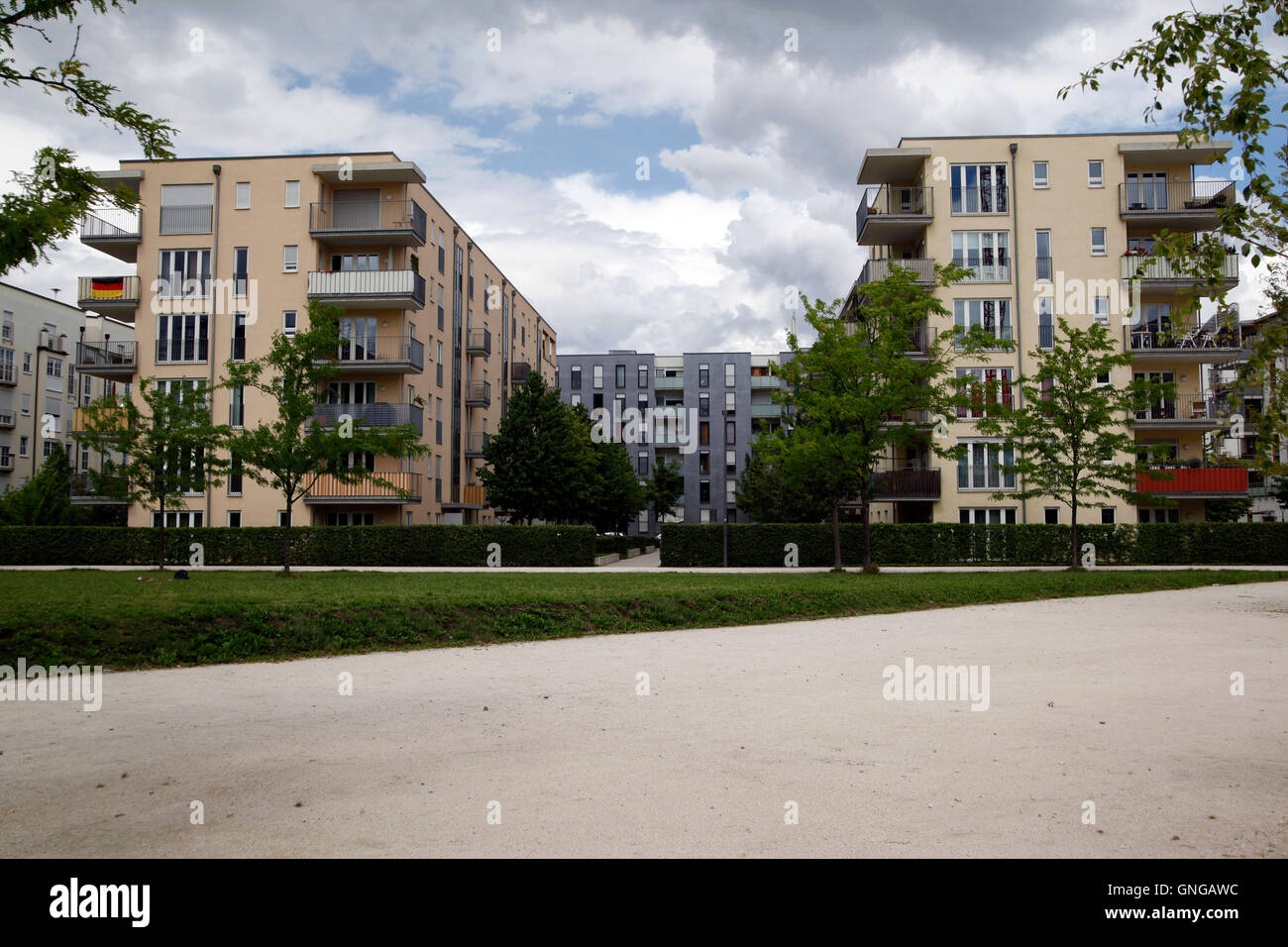 Modern architecture around the munich arnulfpark hi-res stock ...