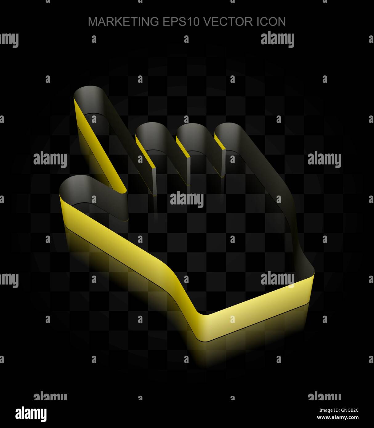 Advertising icon: Yellow 3d Mouse Cursor made of paper, transparent ...