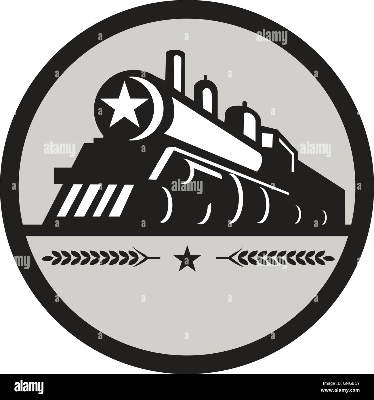 Steam Train Locomotive Star Circle Retro Stock Vector Image & Art - Alamy